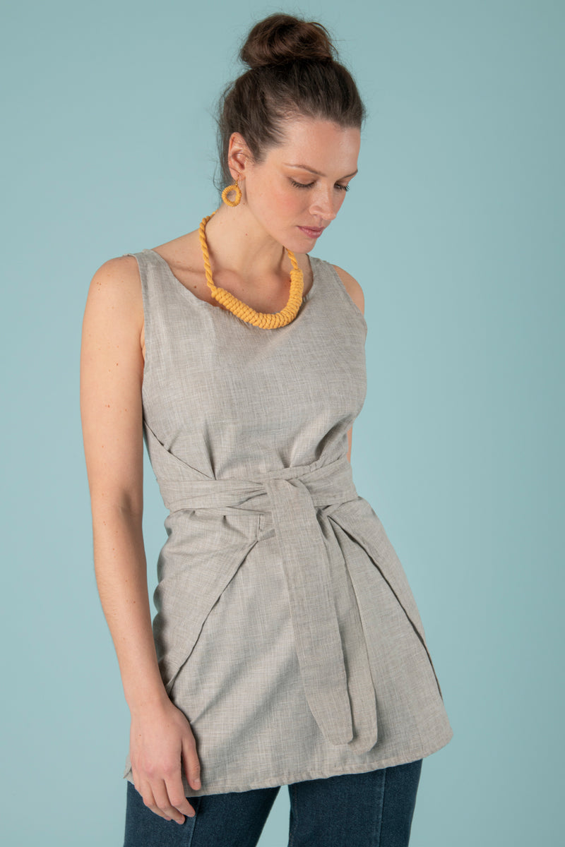 Mayamiko | Mkanjo Tunic Dress in luxury grey linen
